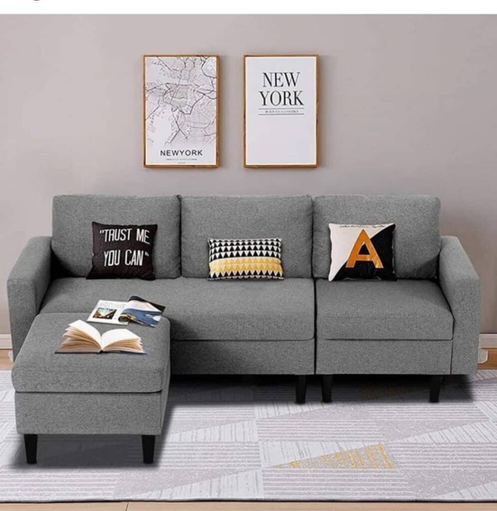 L shape Simple Design Sofa Gray Colour – Kariakoo Mall